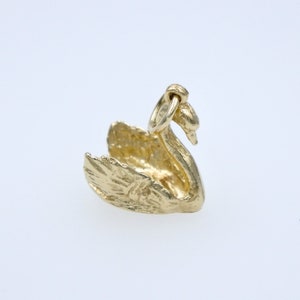 Solid 9ct Gold Swan Charm Pendant - Etsy