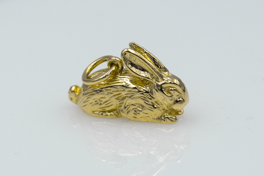 Solid 18ct Gold Rabbit Pendant - Etsy