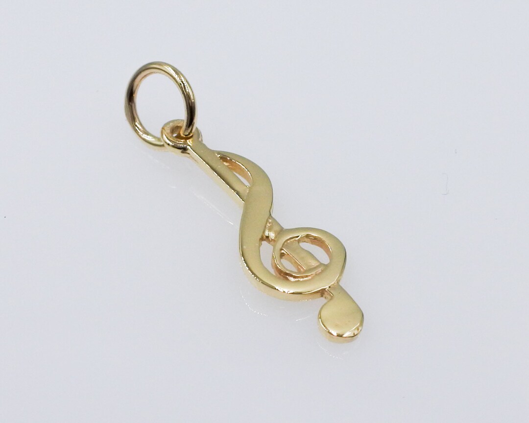 Solid 9ct Gold Treble Clef Charm Pendant - Etsy