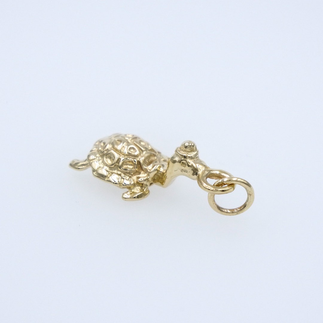 Solid 9ct Gold Turtle Charm Pendant - Etsy
