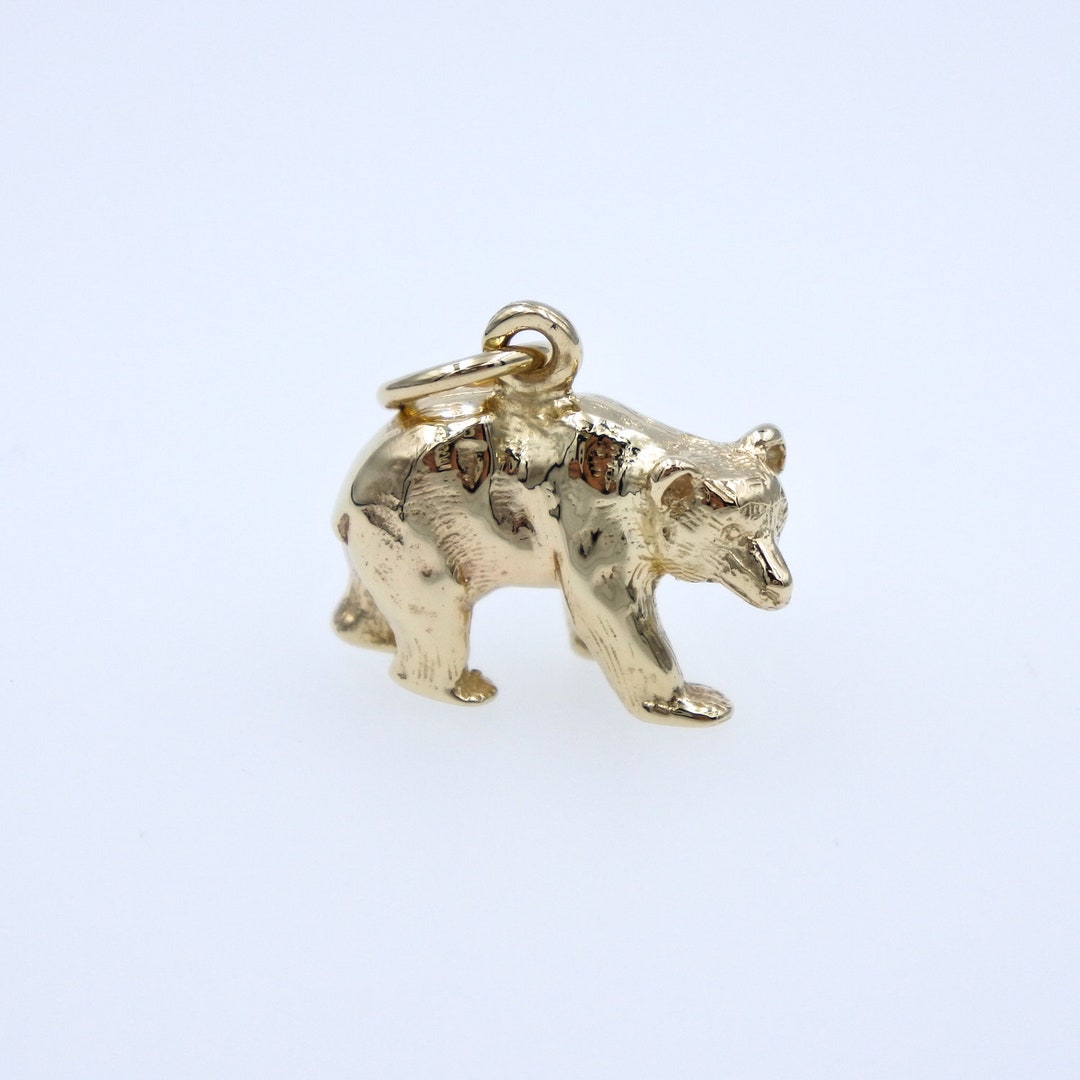 Solid 9ct Gold Bear Charm Pendant - Etsy