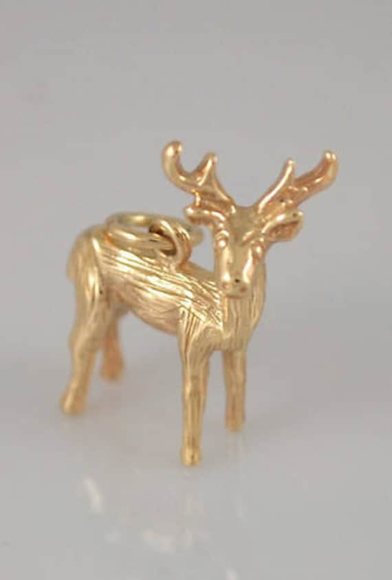 Solid 9ct Gold Deer Charm Pendant - Etsy