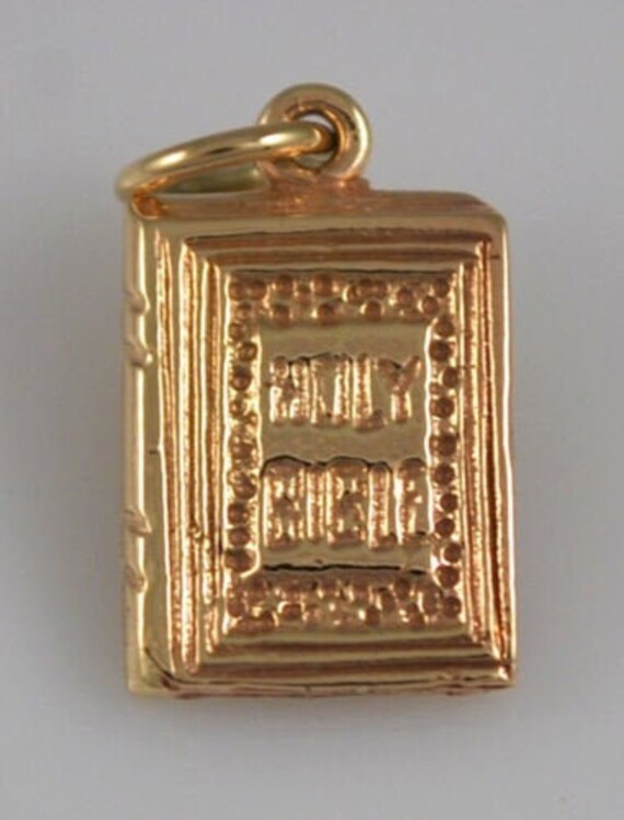 Solid 9ct Gold Bible Charm Pendant | Etsy