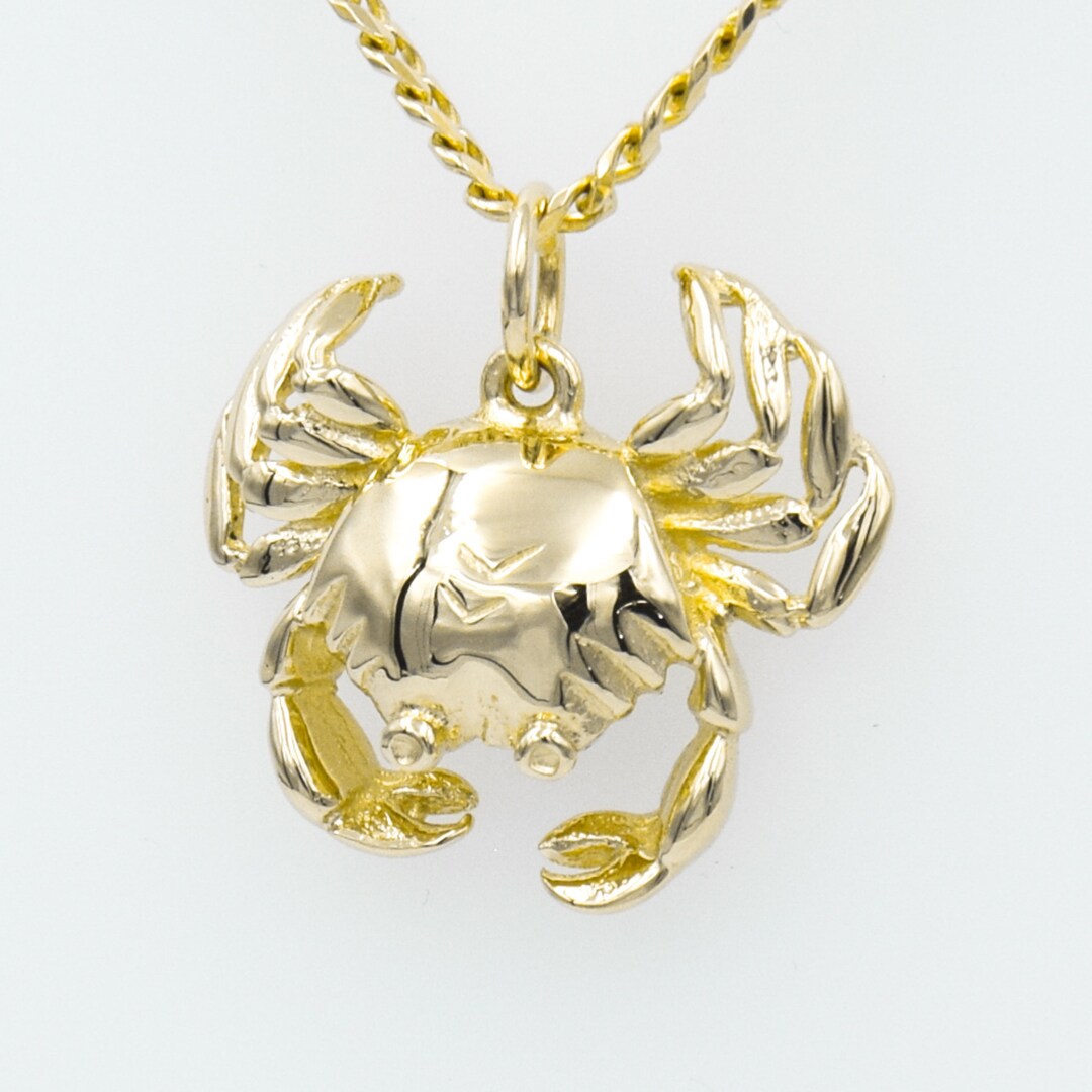 Solid 9ct Gold Crab Charm Pendant - Etsy