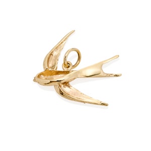 Solid 9ct Gold Large Swallow Charm Pendant - Etsy