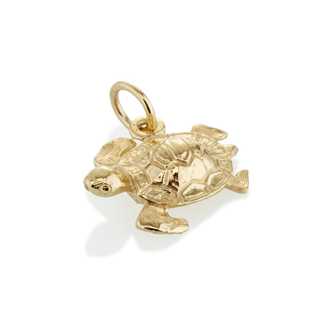 Solid 9ct Gold Turtle Charm Pendant - Etsy