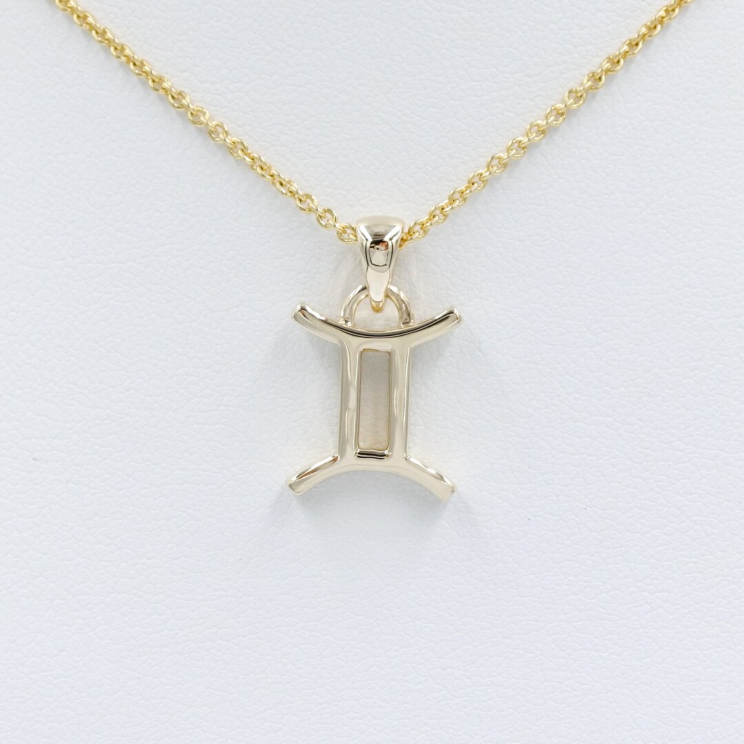 Solid 9ct Gold Zodiac Sign Gemini Charm Pendant - Etsy