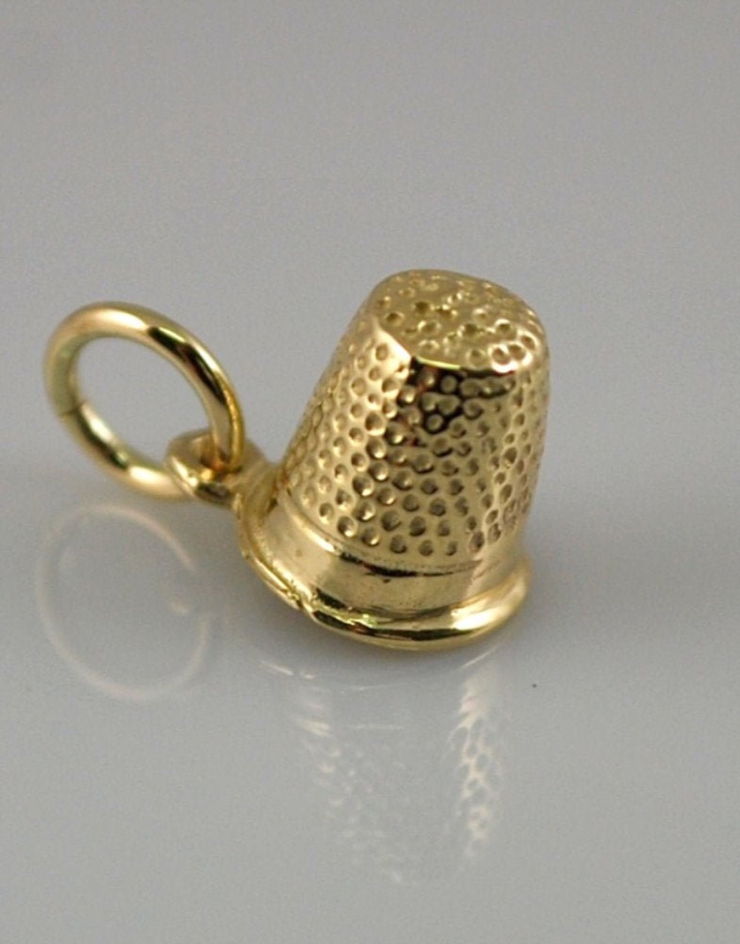 Solid 9ct Gold Thimble Charm Pendant - Etsy