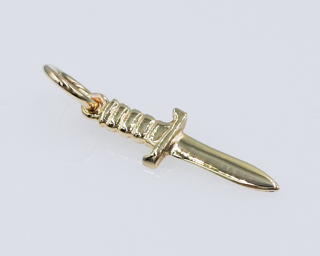 Solid 9ct Gold Knife Dagger Charm Pendant - Etsy