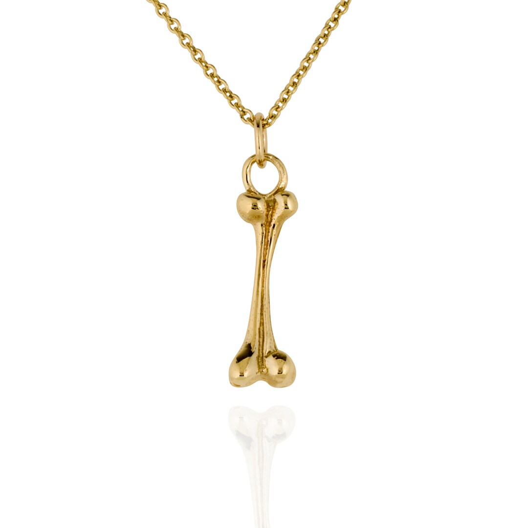 Solid 9ct Gold Bone Charm Pendant - Etsy