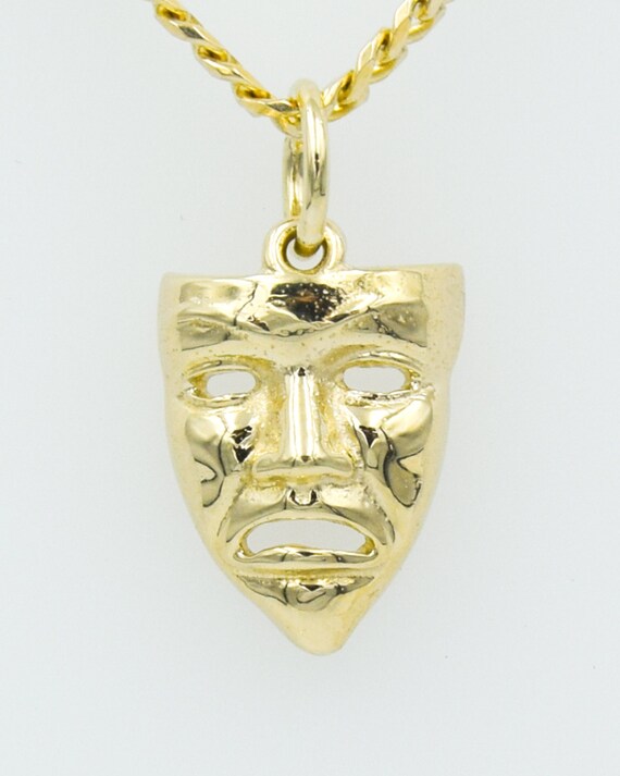 Solid 9ct Gold Tragedy Mask Charm Pendant | Etsy