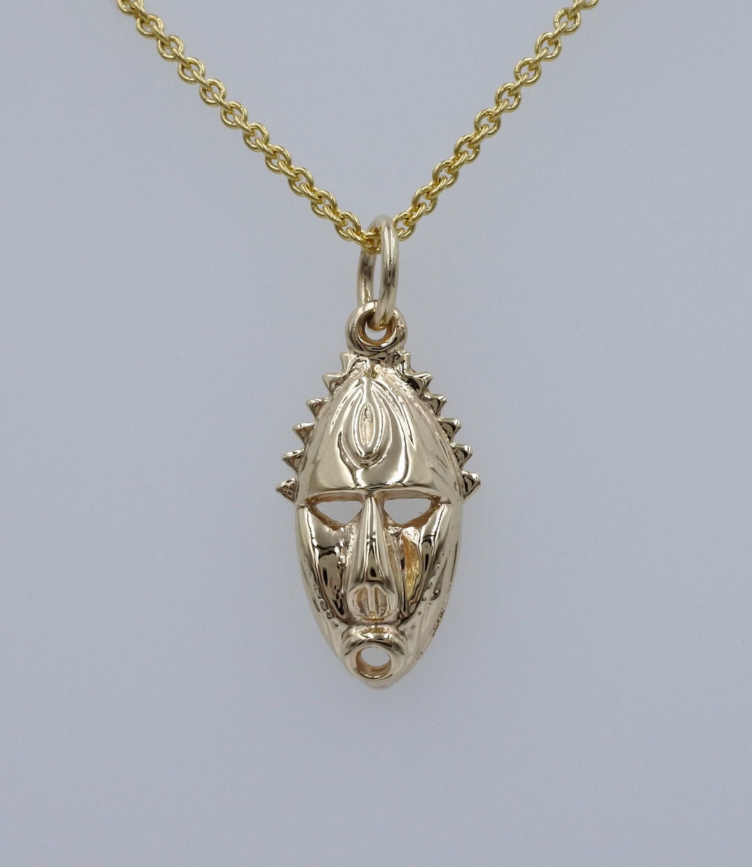 Solid 9ct Gold Tribal Mask Charm Pendant - Etsy
