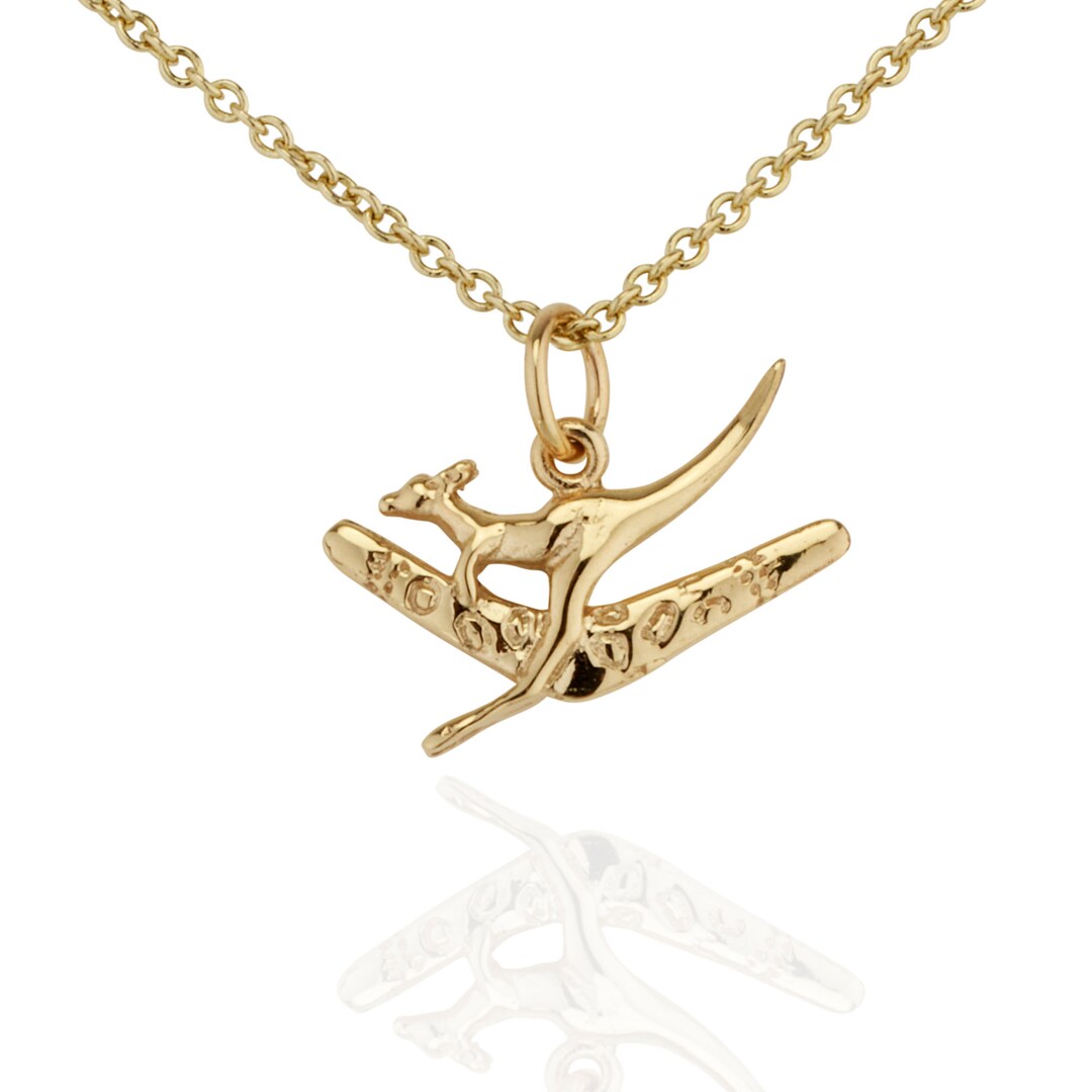 Solid 9ct Gold Kangaroo and Boomerang Charm Pendant - Etsy