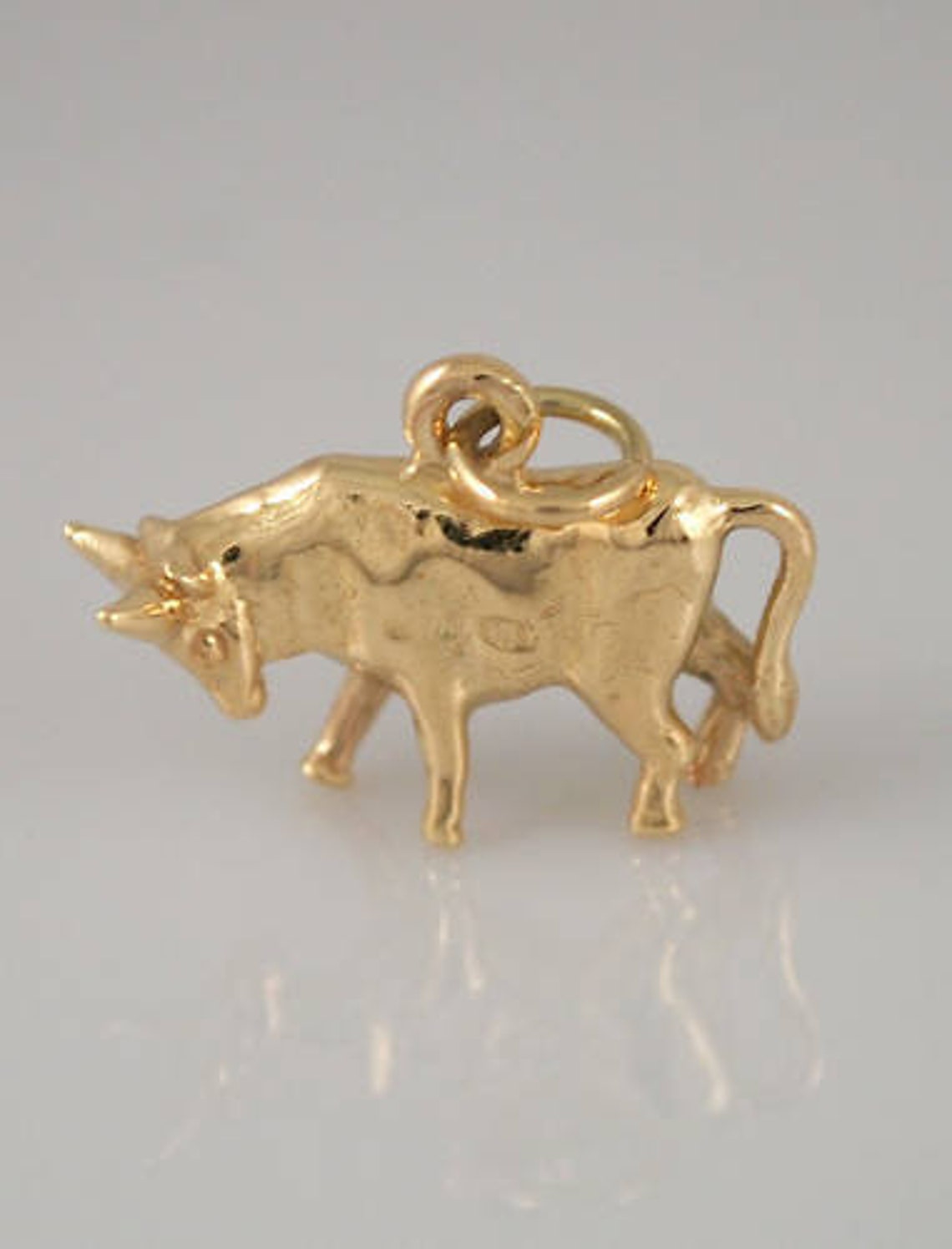 Solid 9ct Gold Ox Charm Pendant - Etsy UK