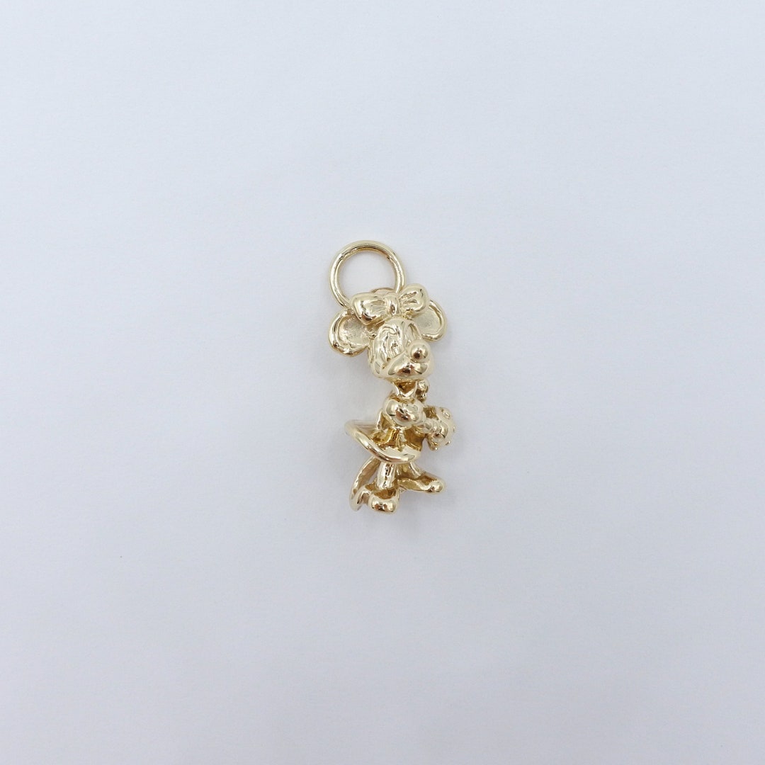 Solid 9ct Gold Minnie Mouse Charm Pendant - Etsy