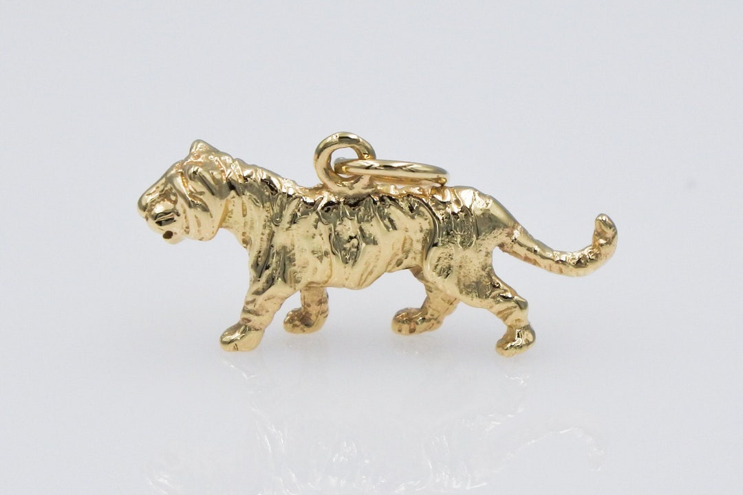 Solid 9ct Gold Tiger Charm Pendant - Etsy