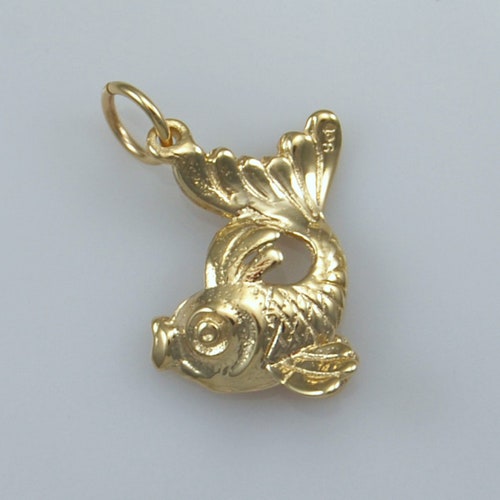 Small Lucky Koi Fish Animal Charm Pendant Genuine 375 9ct 9k - Etsy