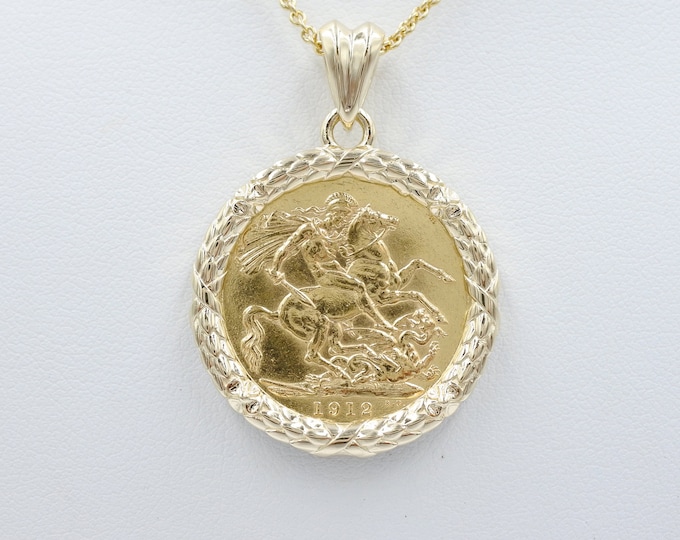 Sovereign Coin Pendant ⦁ Medallion Gold Pendant Necklace Sovereign Coin ...