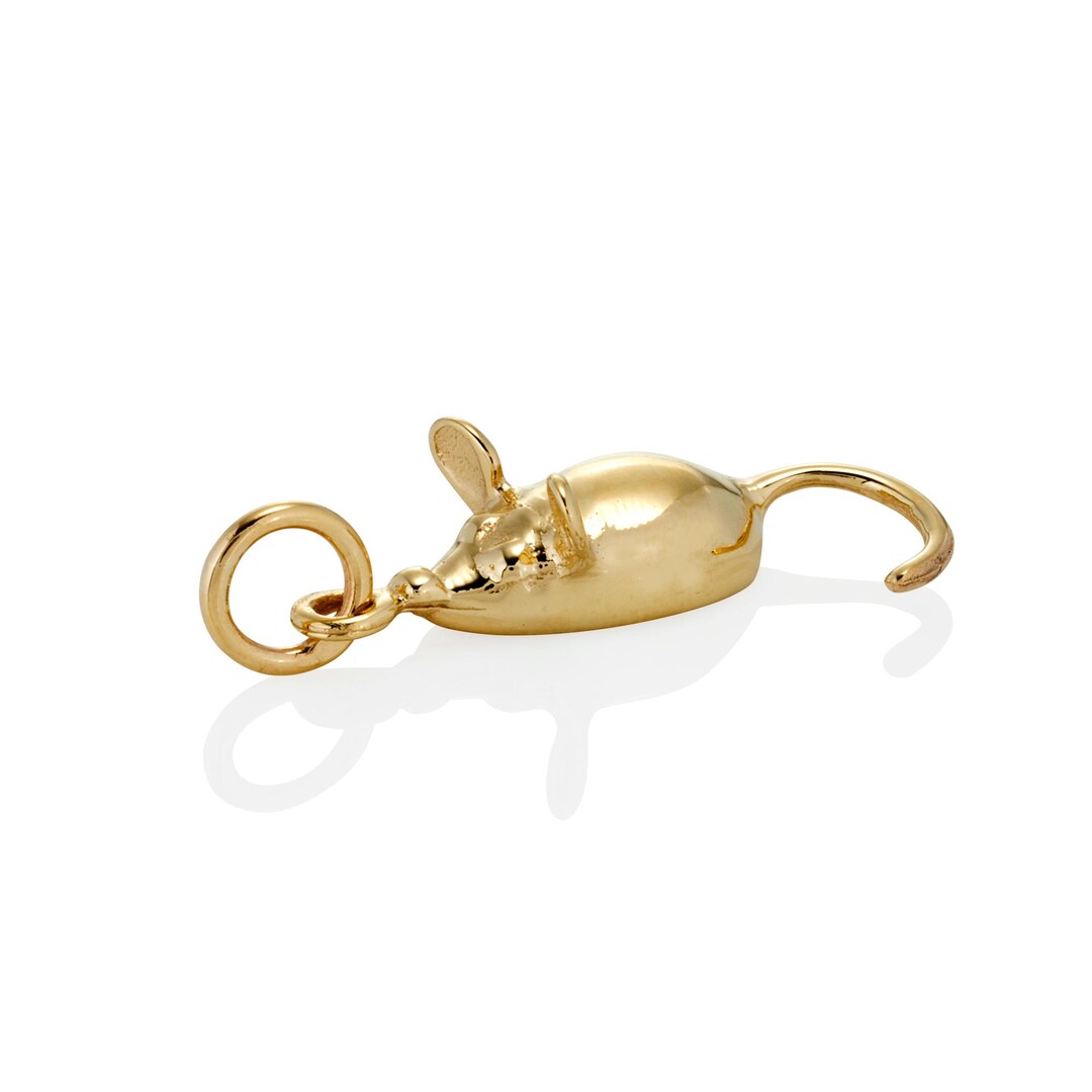 Solid 9ct Gold Mouse Charm Pendant - Etsy