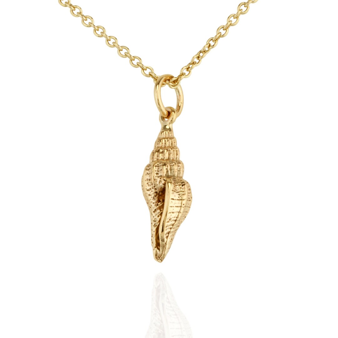 Solid 9ct Gold Spiral Conch Shell Charm Pendant - Etsy