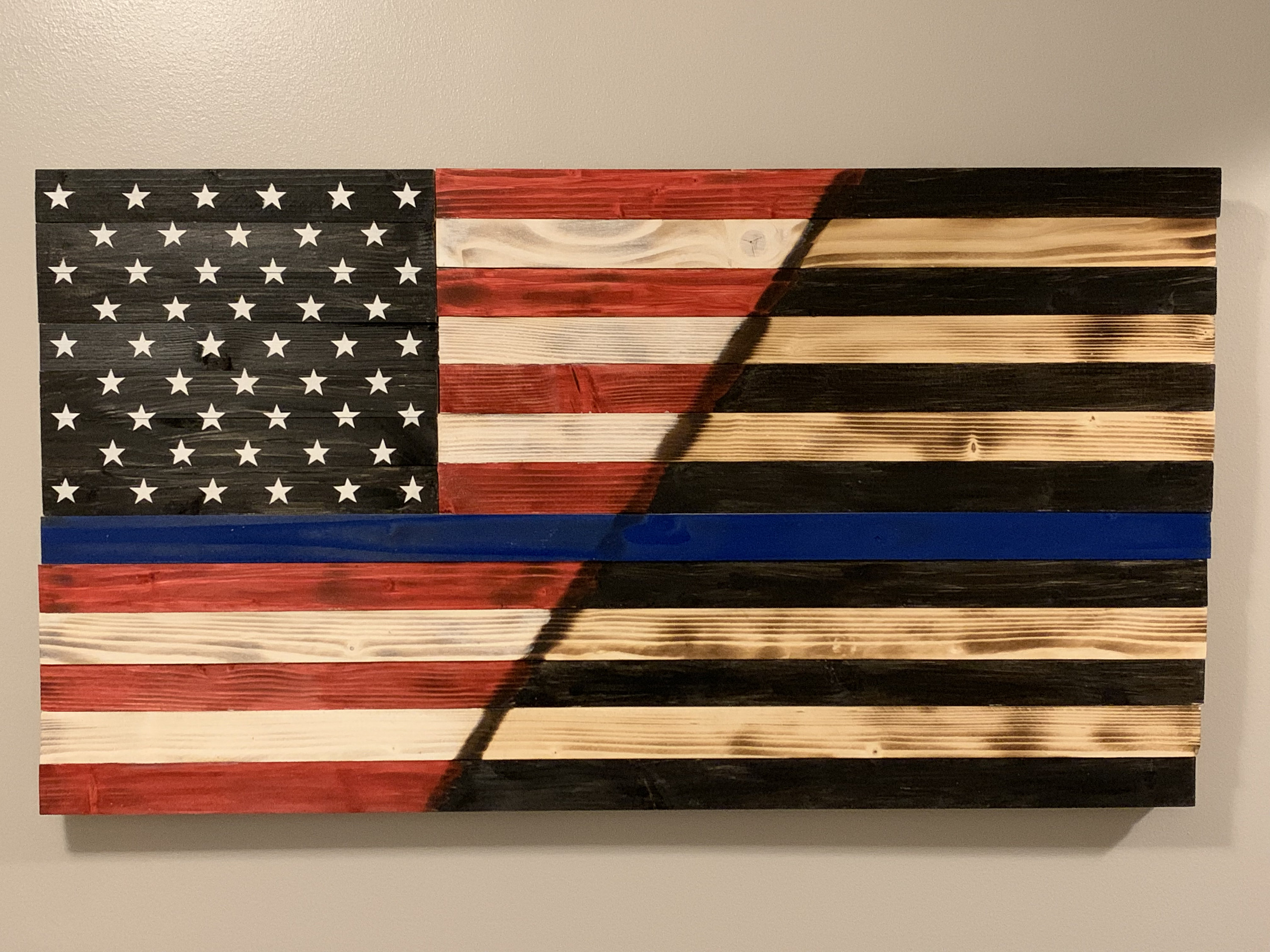 Hermosa bandera de línea azul de EE.UU. / delgado - Etsy España