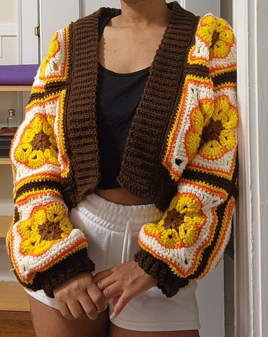 African Flower Granny Square Cardigan Pattern - Etsy