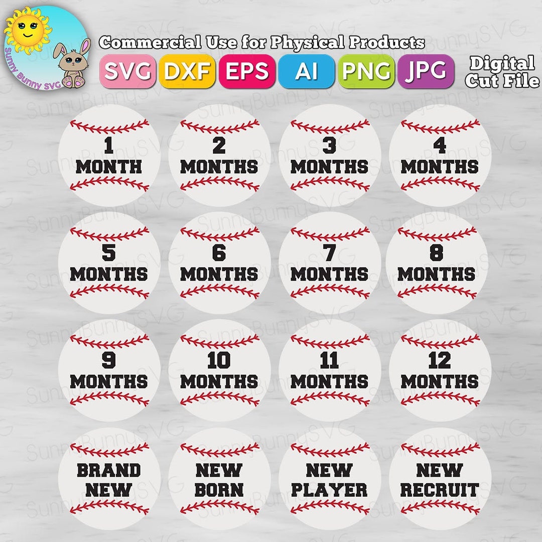 Baseball Baby Milestones SVG Sports Svg Baby Months Svg Newborn Quotes ...
