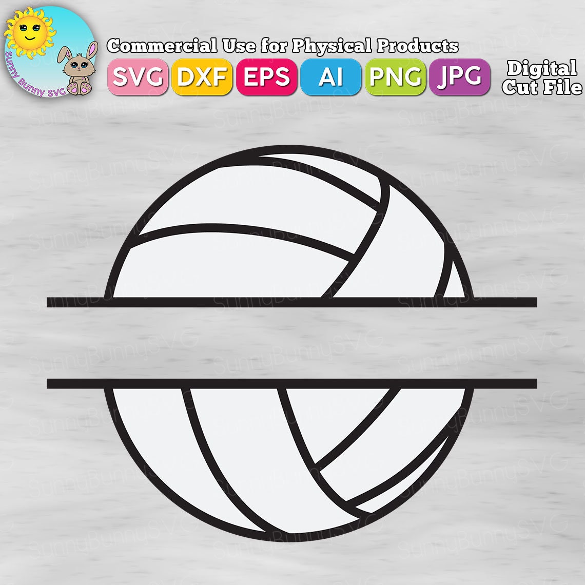 Volleyball Split Monogram Svg Grunge Distressed Volleyball | Etsy