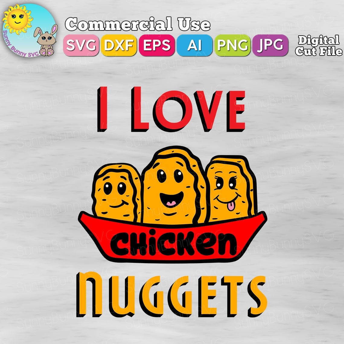 I Love Chicken Nuggets Svg Chicken Svg Cute Food Foodie - Etsy UK