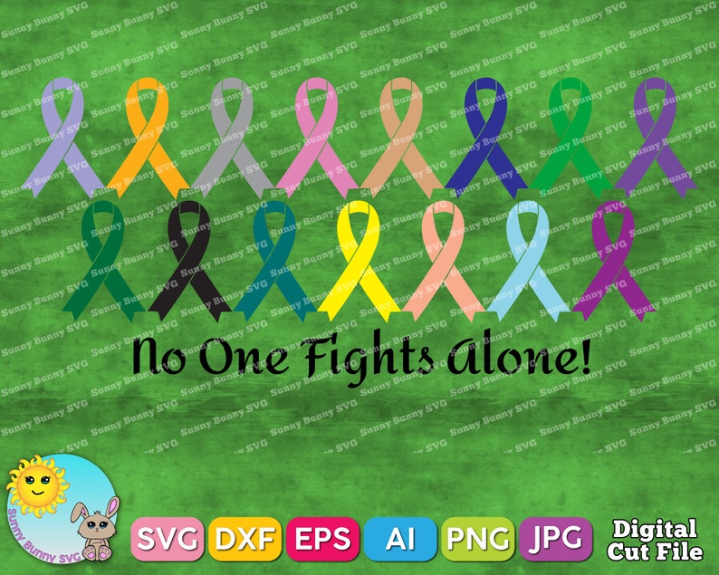No One Fights Alone Svg Cancer Ribbons Svg Cancer Svg Find a Cure Svg ...