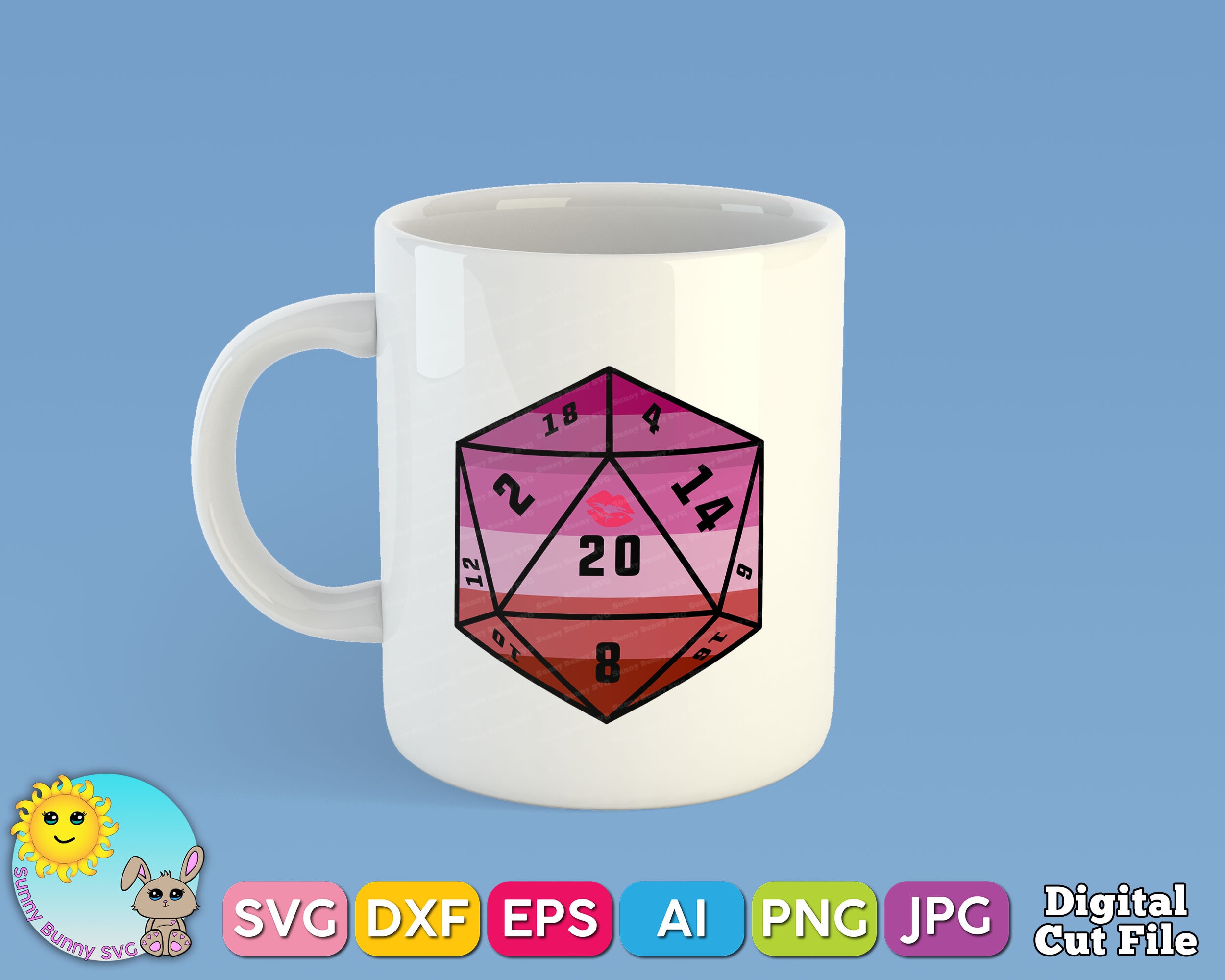 D20 Dice Lipstick Lesbian Pride SVG DnD Aro Pride | Etsy