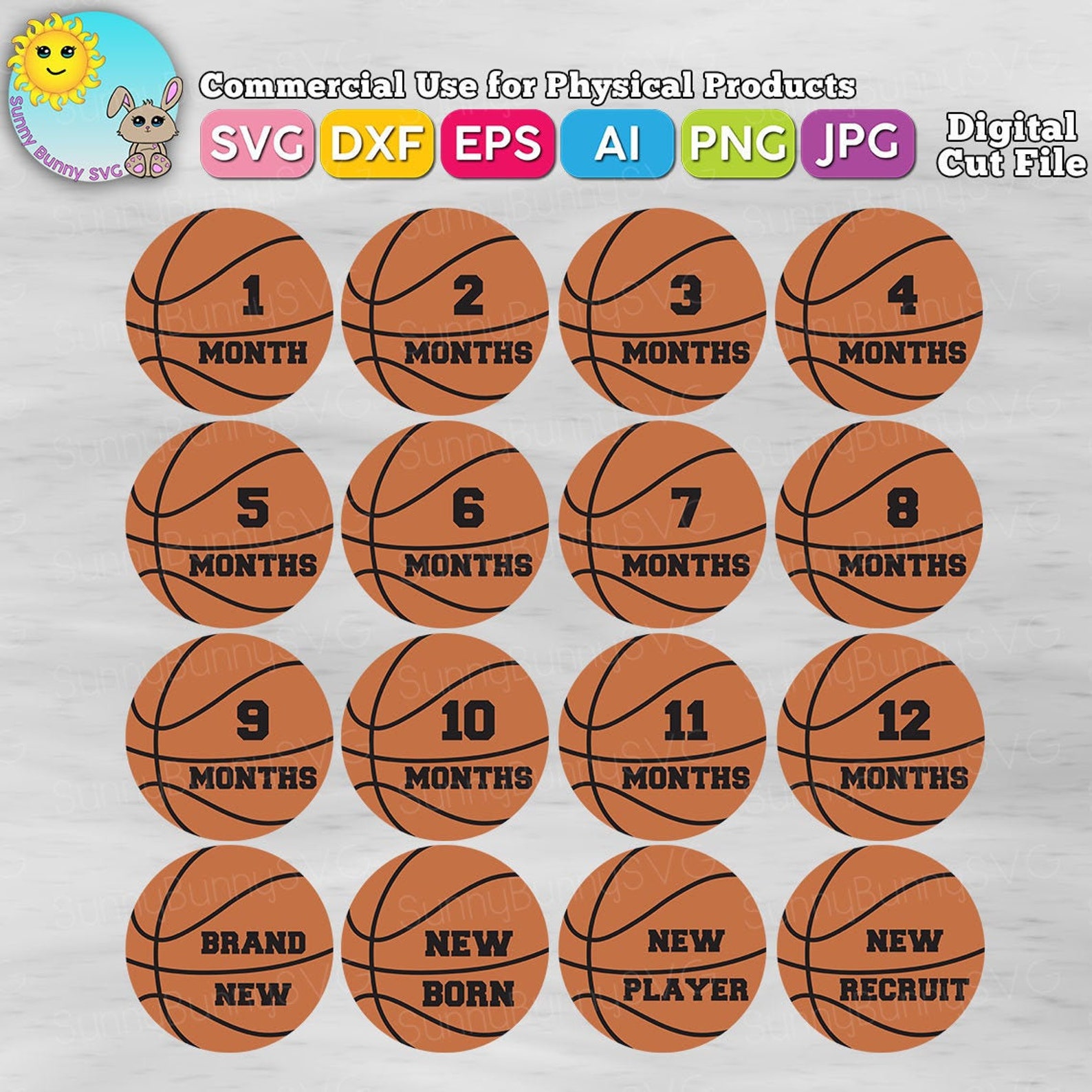 Basketball Baby Milestones SVG Sports Svg Baby Months Svg - Etsy