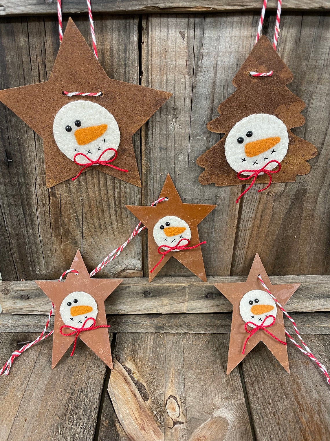 Rusty Tin Snowman Ornament - Etsy