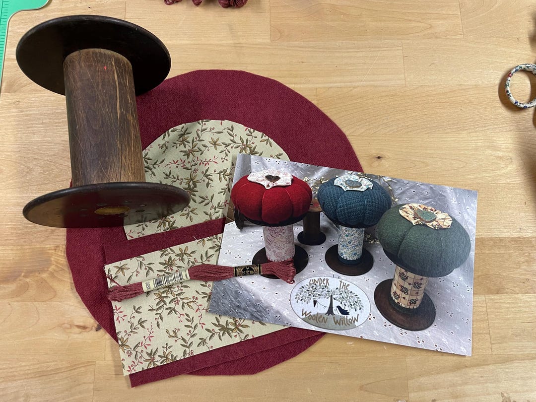 Vintage Spool Pin Cushion DIY Kit: Wool & Cotton Fabrics - Etsy