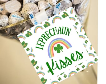 Leprechaun Kisses St. Patrick's Day Treat Tag digital / Printable - Etsy