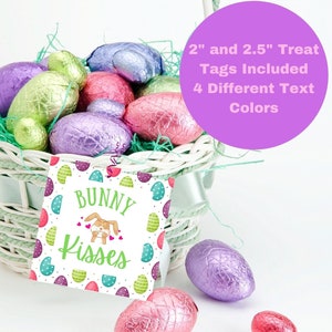 Easter Treat Tags, Easter Gift Tags, Bunny Kisses Treat Tags, Bunny ...