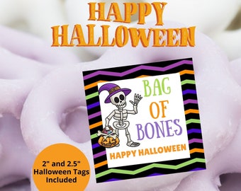 Editable Halloween Gift Tag Skeleton Bag of Bones Gift Tag Halloween ...