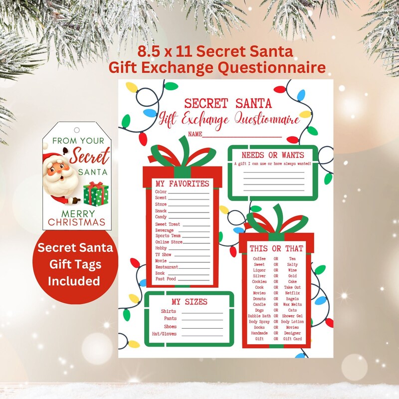 Secret Santa Tags - Etsy