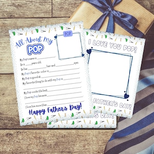 All About Pop, Fathers Day Gift, All About My Pop Printable, Fathers ...