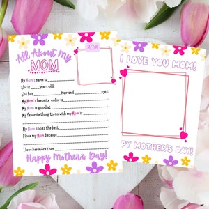 All About Mom, Mothers Day Gift, All About My Mom Printable, Mothers ...