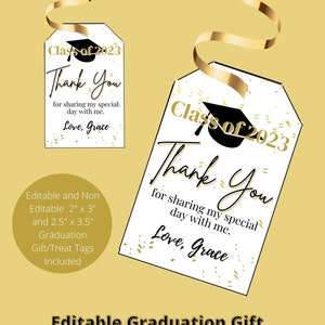 Graduation Thank You Tags Thank You Tag Editable Graduation - Etsy