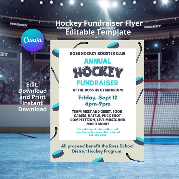 Hockey Fundraiser Flyer - Etsy