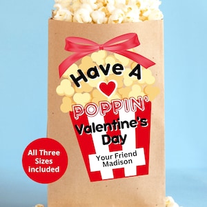 Editable Popcorn Valentine Tag, Popcorn Valentine Printable, Valentine ...