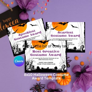 Halloween Costume Awards, Halloween Awards Template, Costume Party ...