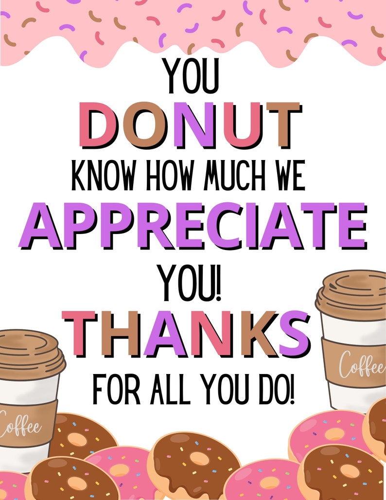 Appreciation Sign Teacher Appreciation Sign Donut Sign - Etsy