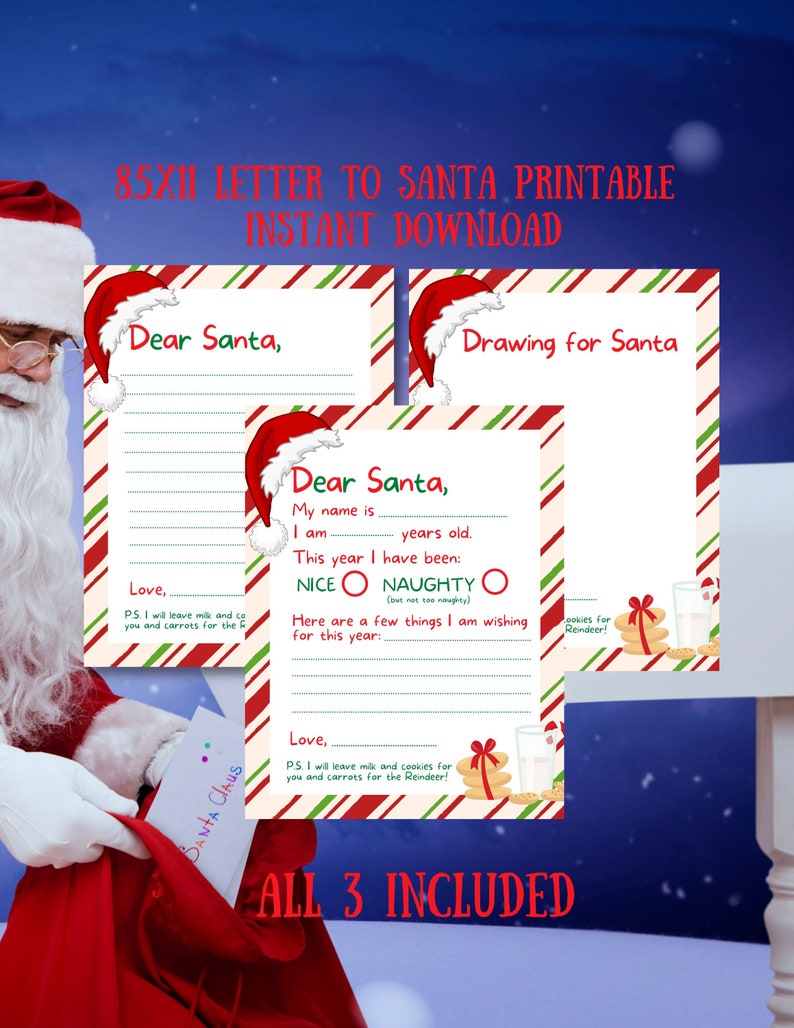 Letter to Santa Printable Dear Santa Letter Santa Claus - Etsy