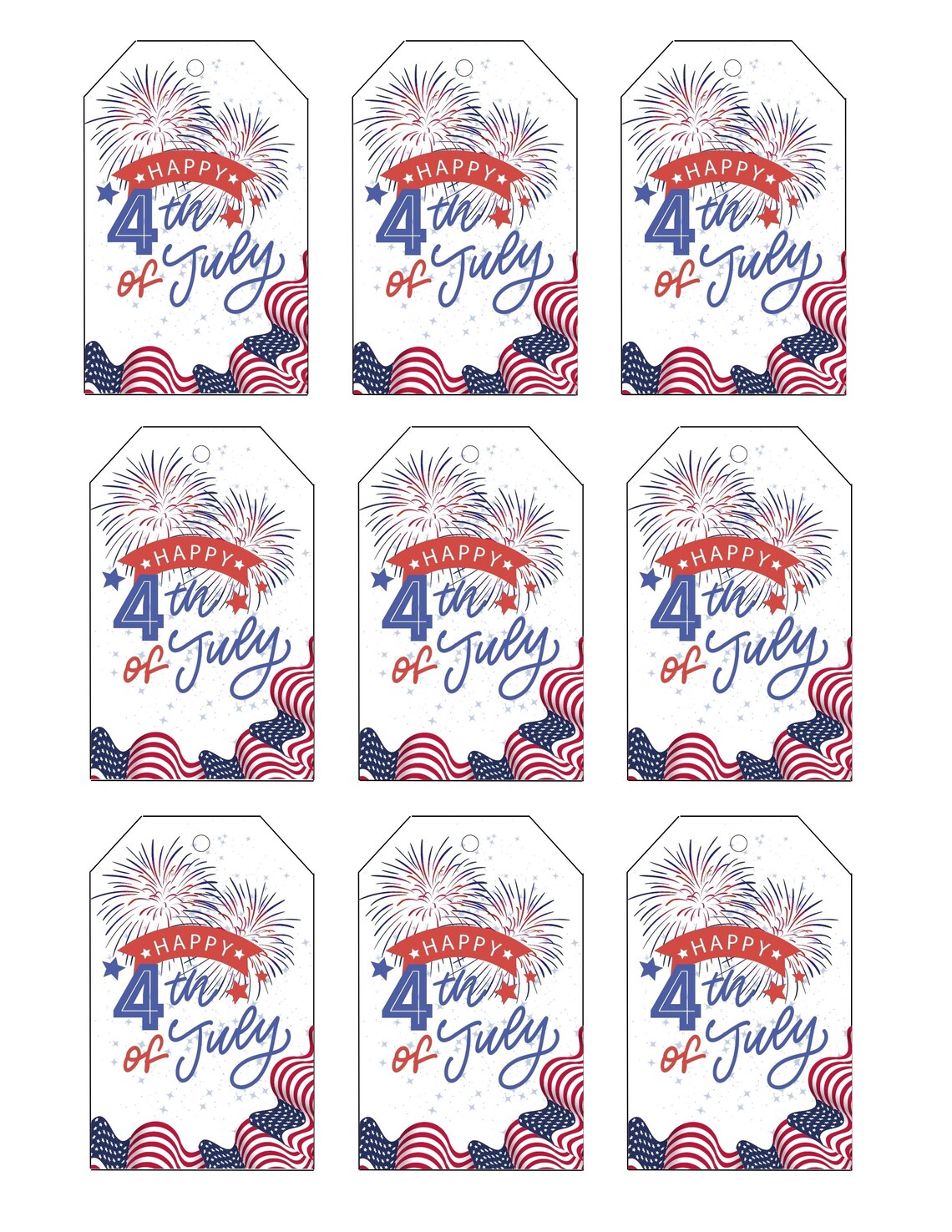 4th of July Gift Tags Printable 4th of July Tag 4th of July - Etsy