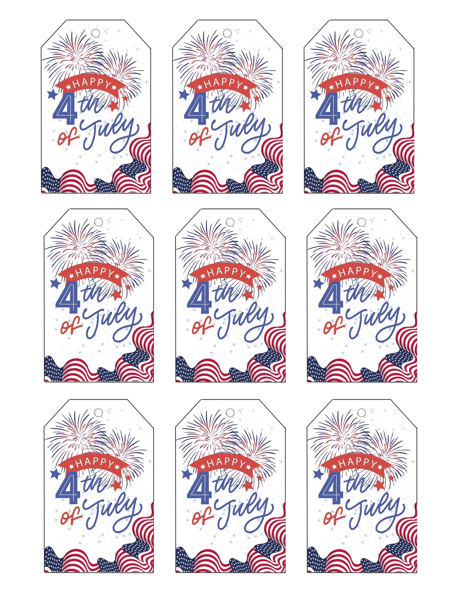 4th of July Gift Tags Printable 4th of July Tag 4th of July - Etsy