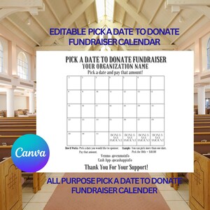 Editable All Purpose Fundraiser Calendar, Pick a Date to Donate ...