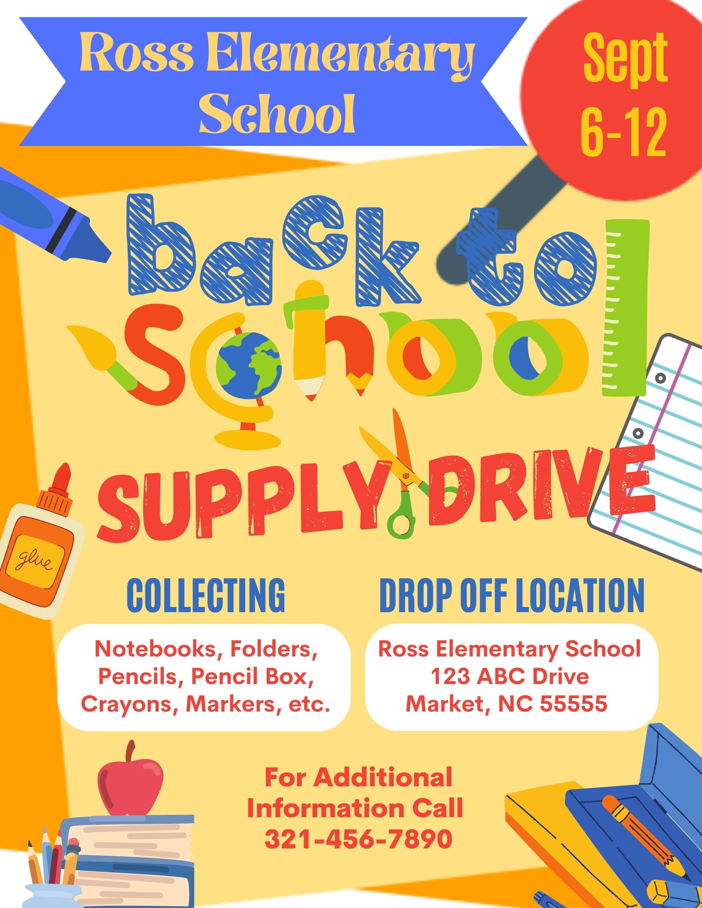 Back to School Flyer School Supply Drive Flyer Editable - Etsy